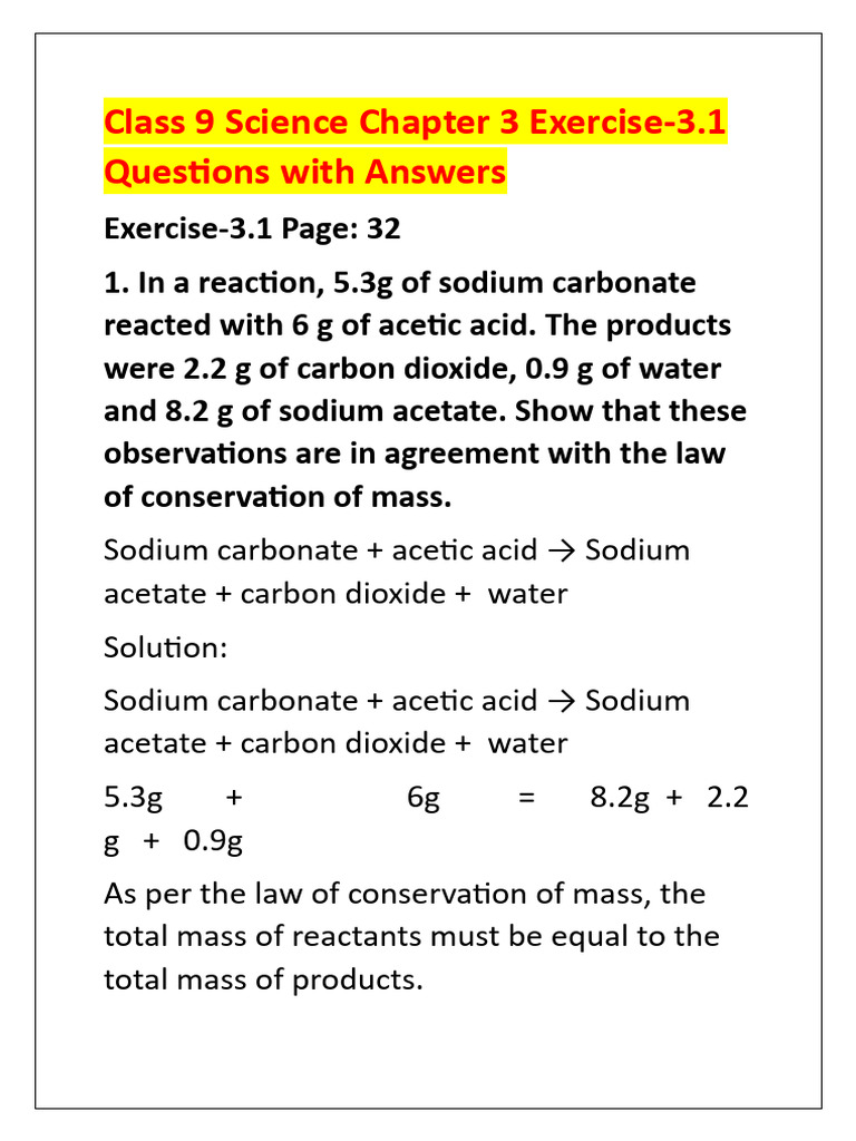 Atoms and Molecules Ncert Solutions | PDF | Mole (Unit) | Molecules