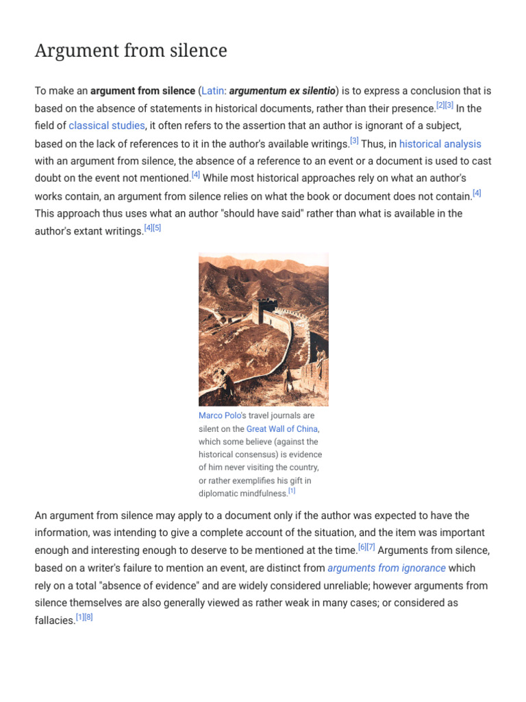 Argument From Silence - Wikipedia | PDF