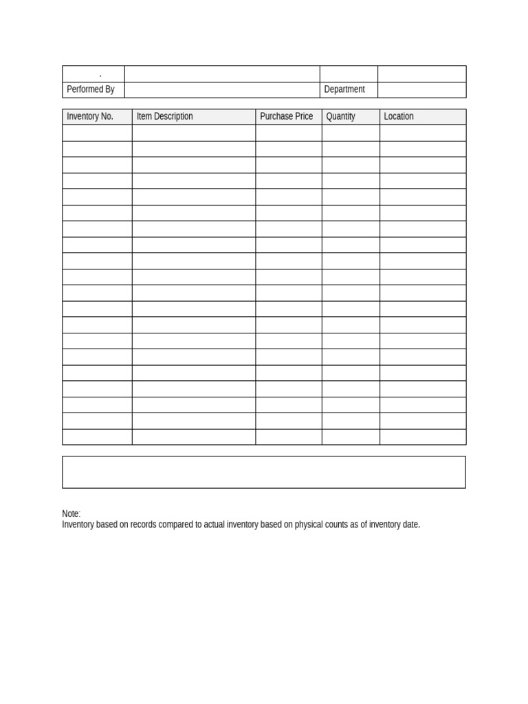 Physical Inventory Count Sheet - Sample | PDF