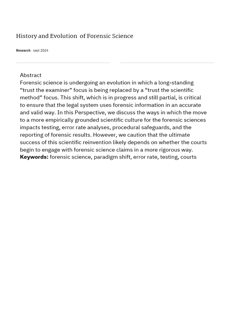 Evolution of Forensic Science History | PDF | Forensic Science | Dna ...