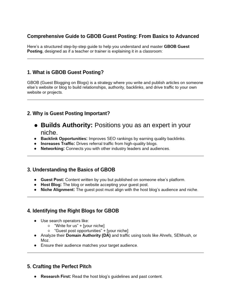Comprehensive Guide To GBOB Guest Posting - From Basics To Advanced ...