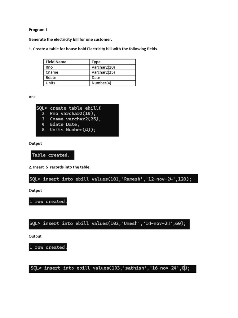 Electricity Bill Generation Program | PDF