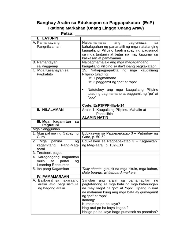 ESP3_3RD QUARTER_WEEK 1 | PDF