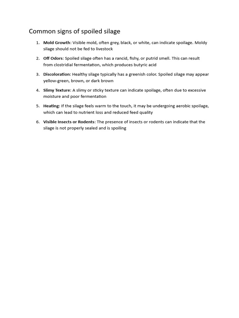 Silage Spoilage Signs for Farmers | PDF