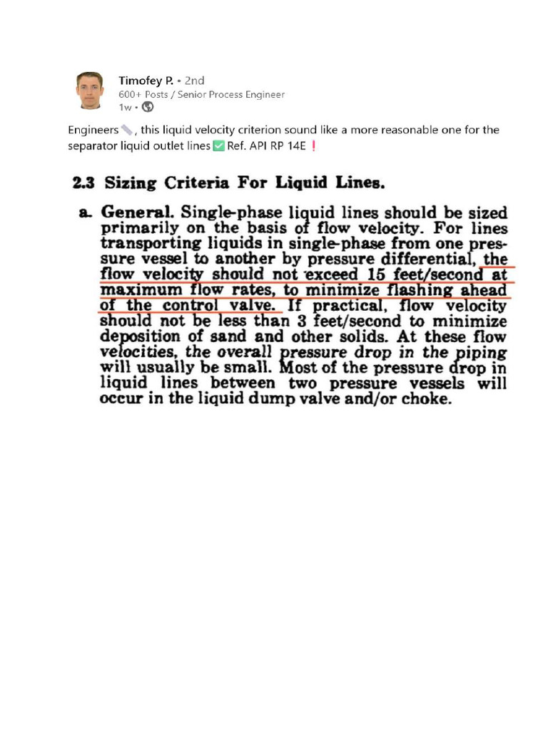 Size Criteria For Liquid Phase API 14E | PDF