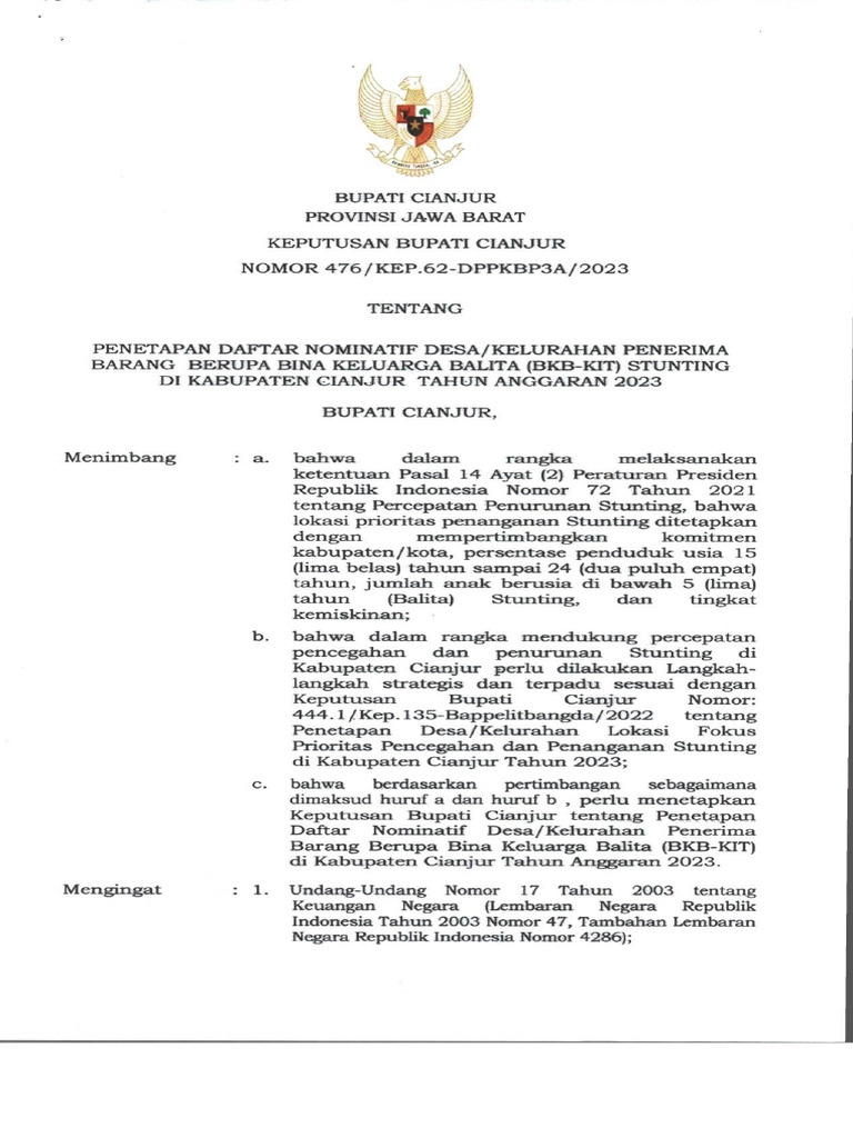 Contoh SK BKB Kit Cianjur | PDF