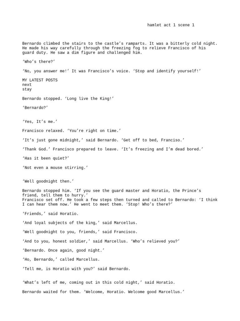 Hamlet Act 1 Scene 1 | PDF