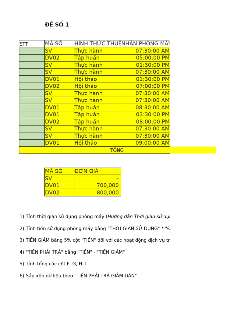 Bai Tap Excel | PDF