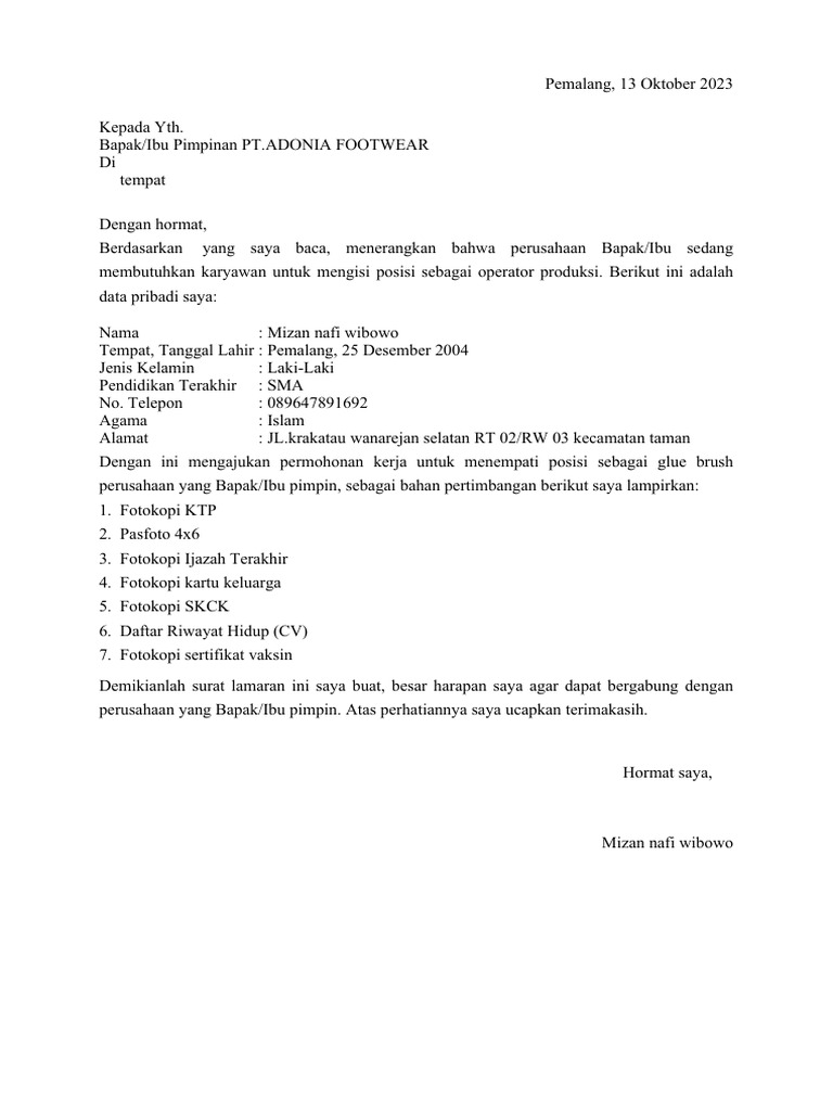 CV Dan Lamaran Pekerjaan | PDF