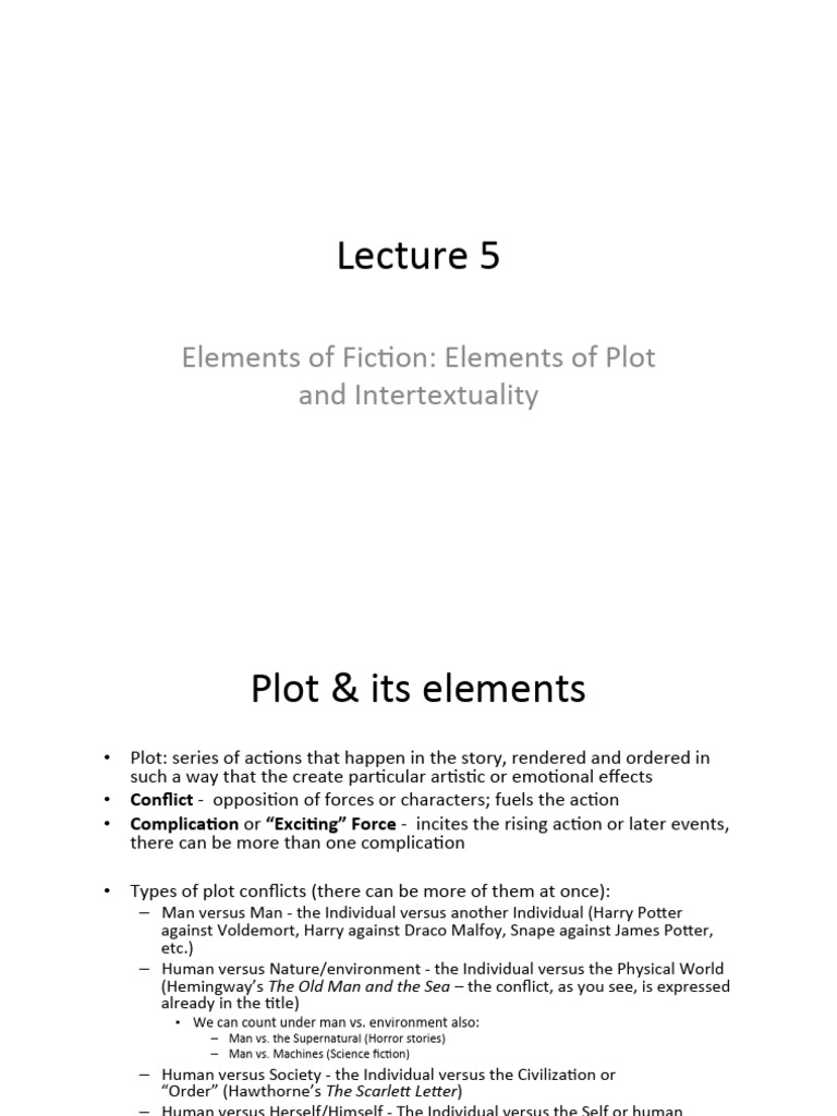 Elements of Fiction - Plot and Intertextuality | PDF | Intertextuality ...
