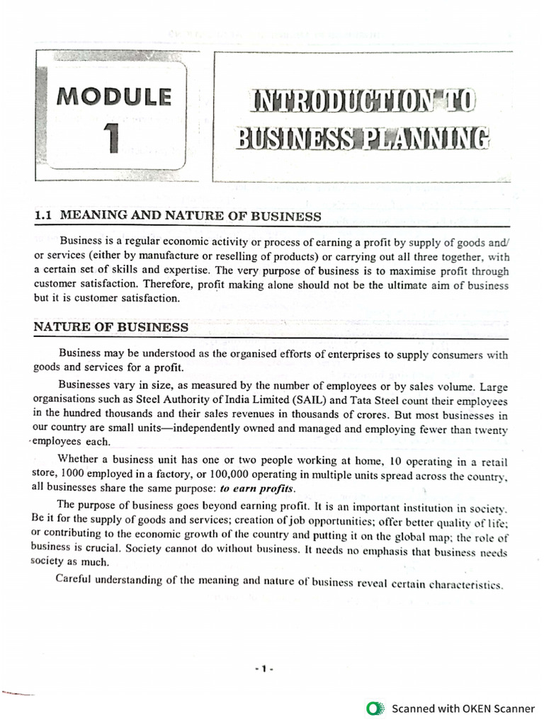 Business Planning Unit 1 | PDF