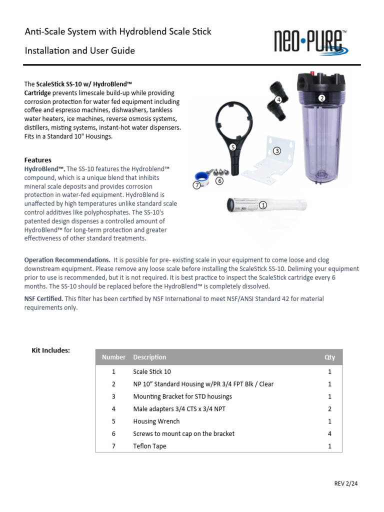 Hydroblend Scale Stick Installation Guide | PDF | Plumbing | Water