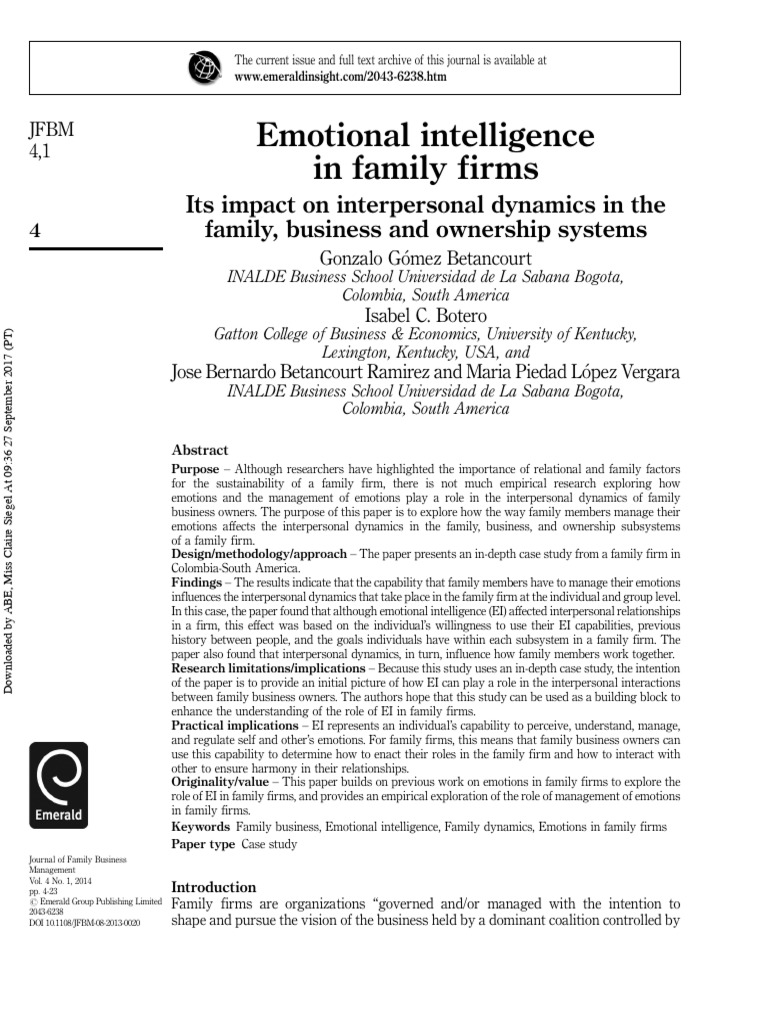 Impact On Interpersonal Dynamics in The Family | PDF | Emotions ...