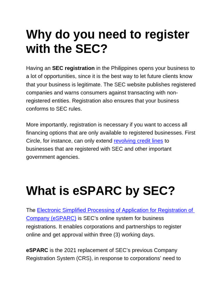 Why do you need to register with the SEC | PDF | Partnership | Corporations