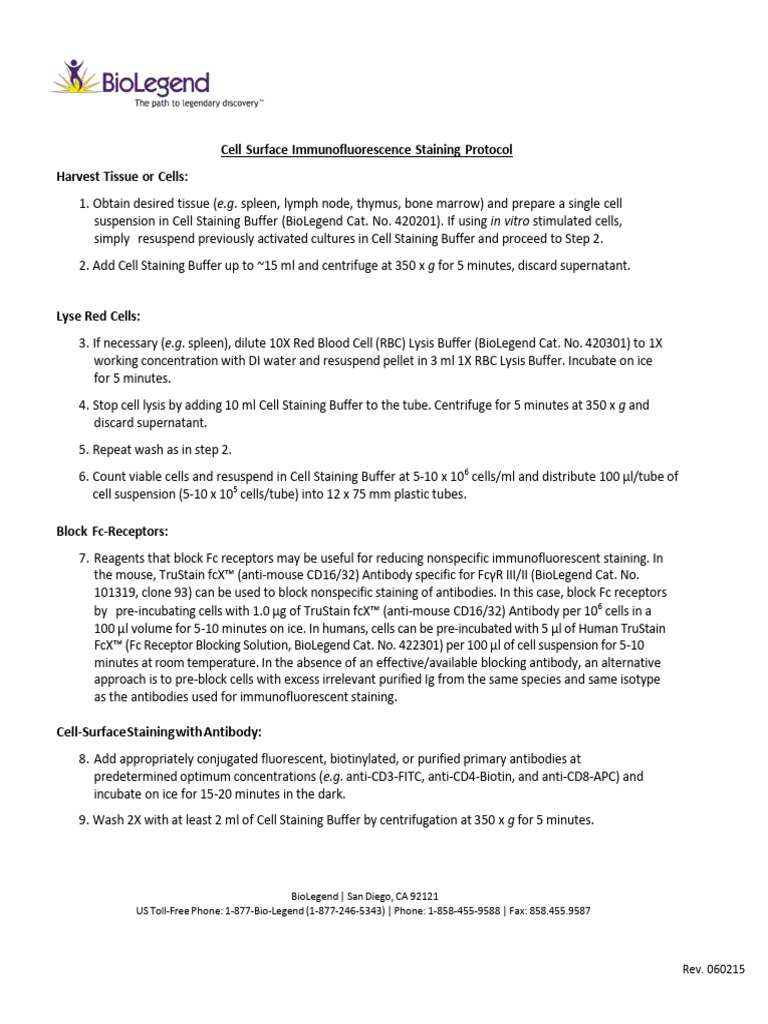 BioLegend Surface Staining Flow Protocol 060215 | PDF | Antibody ...