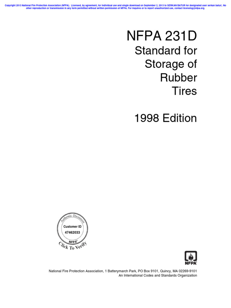 NFPA 231D: Tire Storage Standards | PDF | Fire Sprinkler System | Pallet
