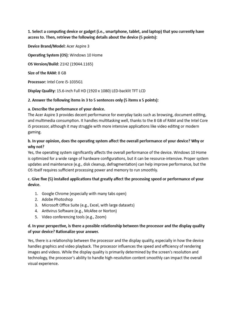 01 Laboratory Excercise 1 | PDF | Operating System | Computer Hardware