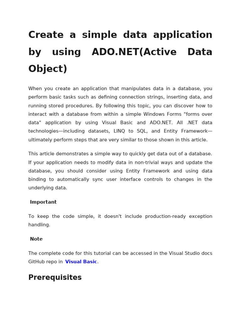 Create A Simple Data Application by Using ADO | PDF | Parameter (Computer Programming) | Databases