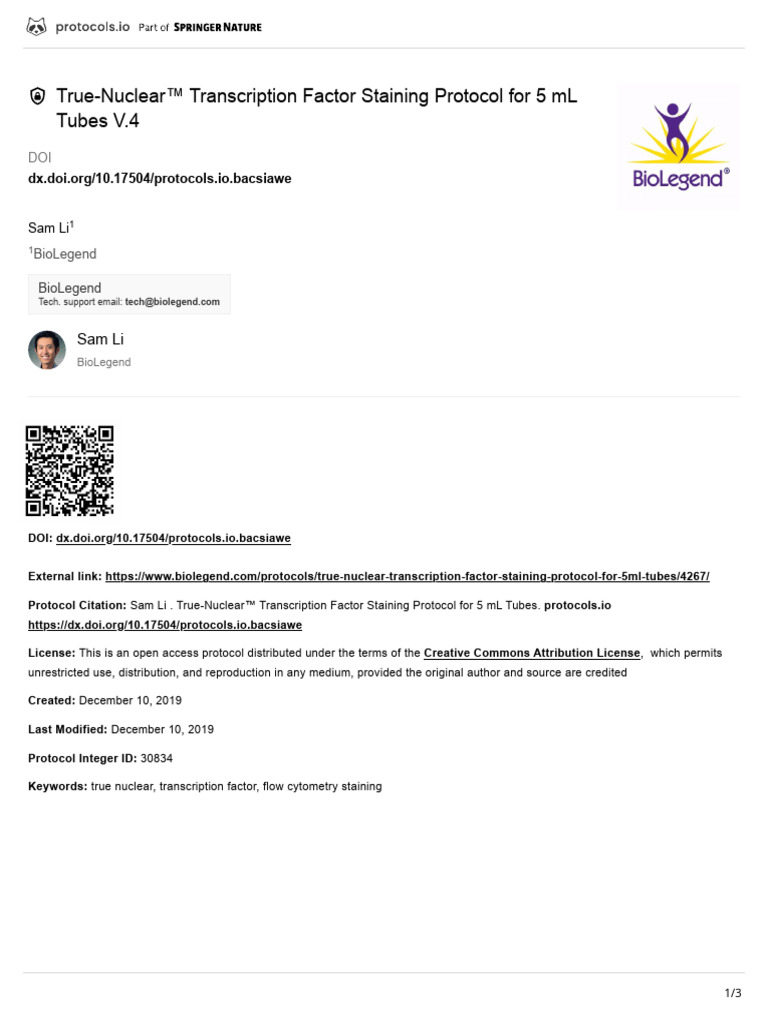 True Nuclear Transcription Factor Staining Protoco Bacsiawe | PDF ...