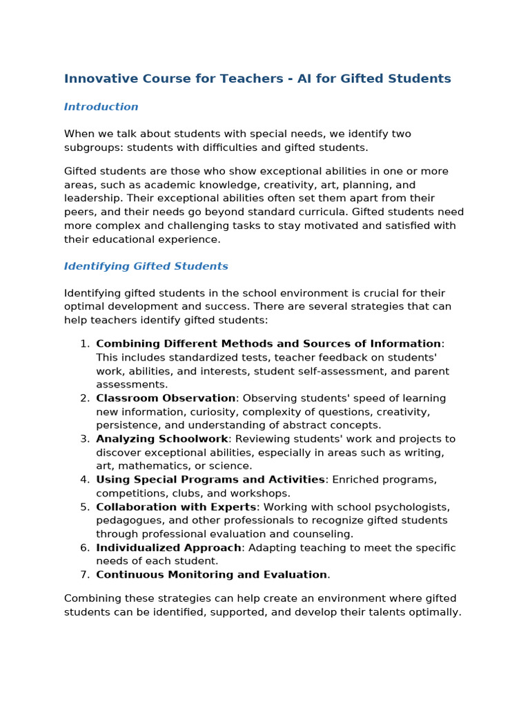 BLOG - AI for Gifted Students (1) (1) | PDF | Gifted Education ...