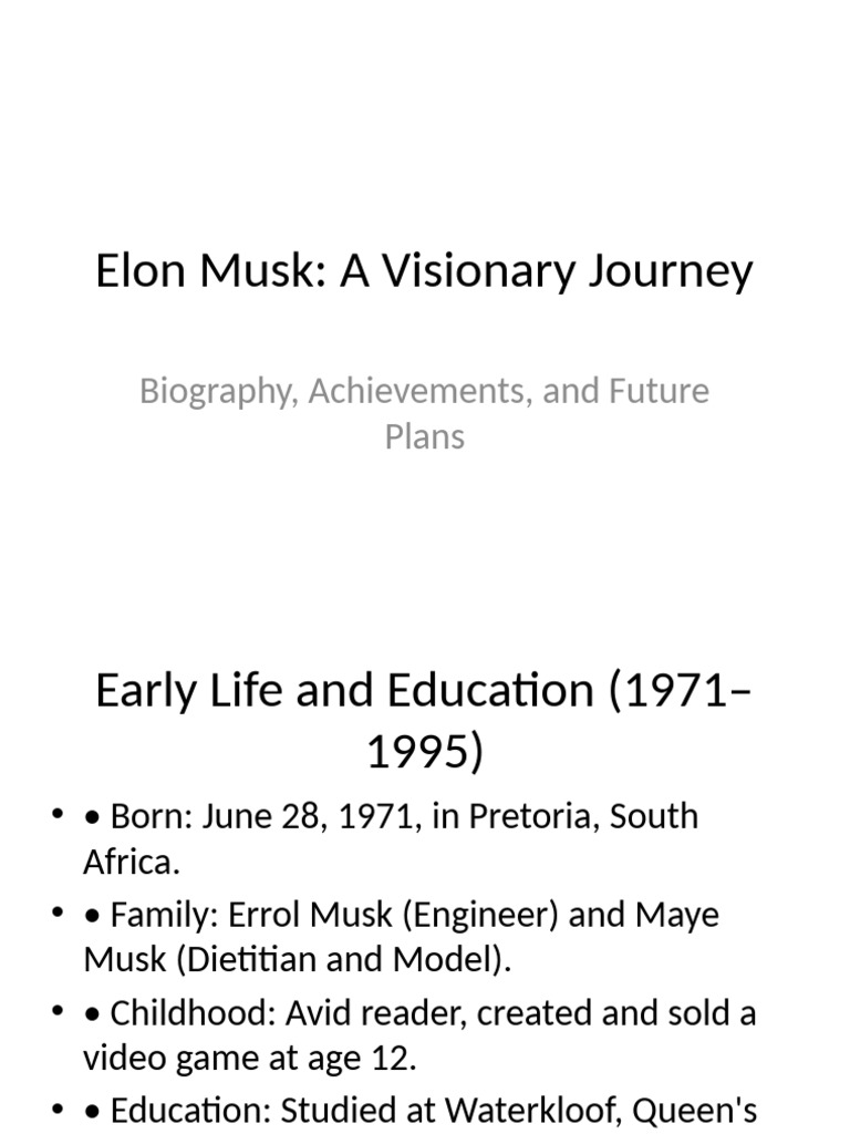 Elon Musk: Biography and Innovations | PDF