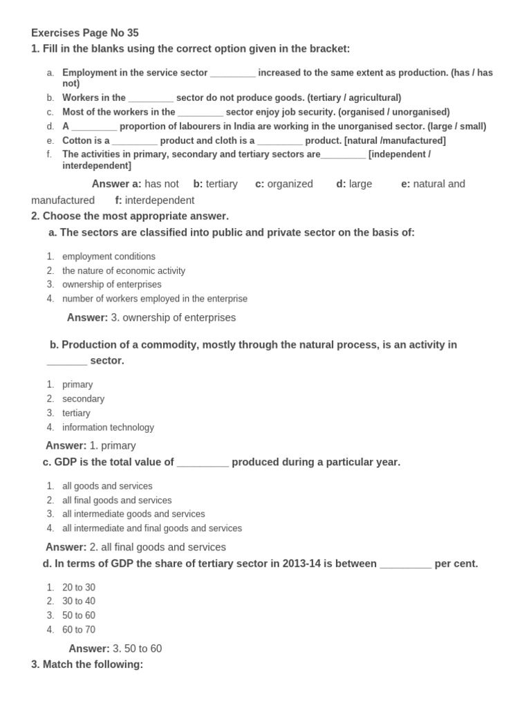 Class 10 (ECO CH - 2) Question Asnwers | PDF | Employment | Wage