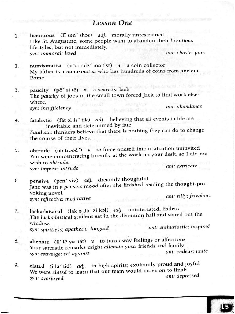 Vocabulary Lessons for SAT Success | PDF