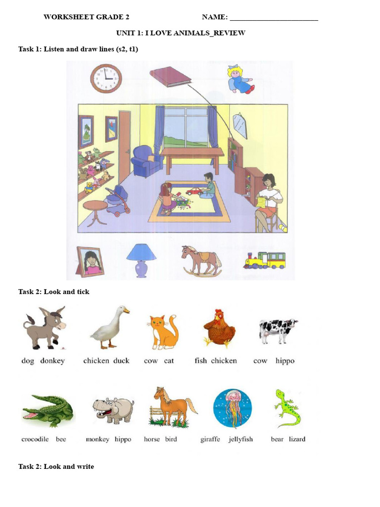 Worksheet Grade 2 Name: - Unit 1: I Love Animals - Review Task 1 ...