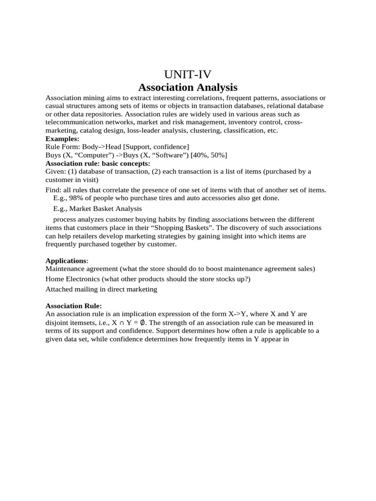 association rule mapping -unit-4 | PDF | Algorithms | Applied Mathematics
