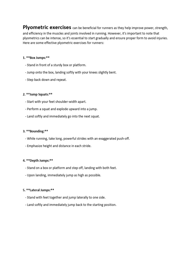 Plyometric Exercises | PDF | Management Of Obesity | Physical Fitness