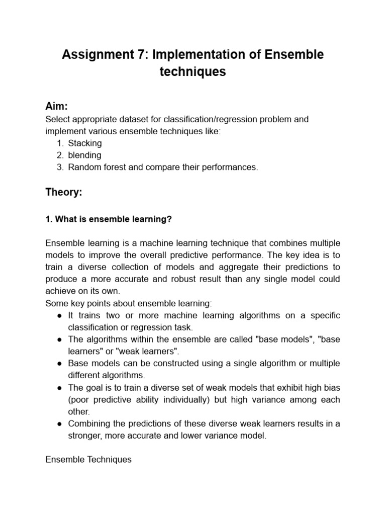 33 - Assignment 7 - Implementation of Ensemble Techniques | PDF | Cross Validation (Statistics ...