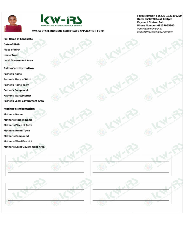 Indigene Form Amoo Yetunde 526438-1733499259 | PDF