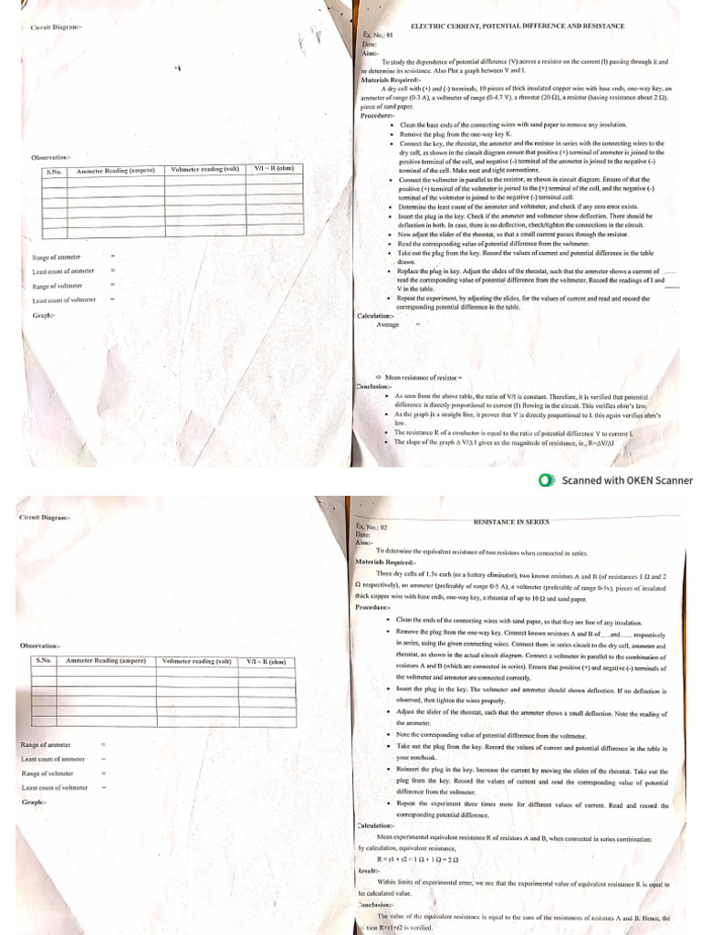 Class 10 Science Practical Record (Physics) | PDF