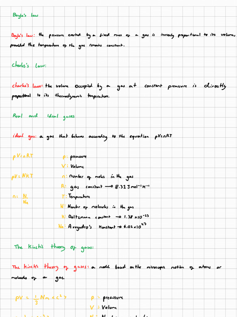 Ideal Gases Notes A Level CAIE | PDF