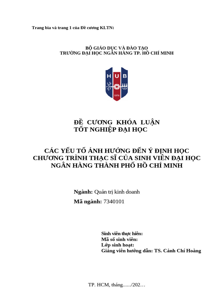 Huong Dan Trinh Bay de Cuong Khoa Luan Tot Nghiep | PDF