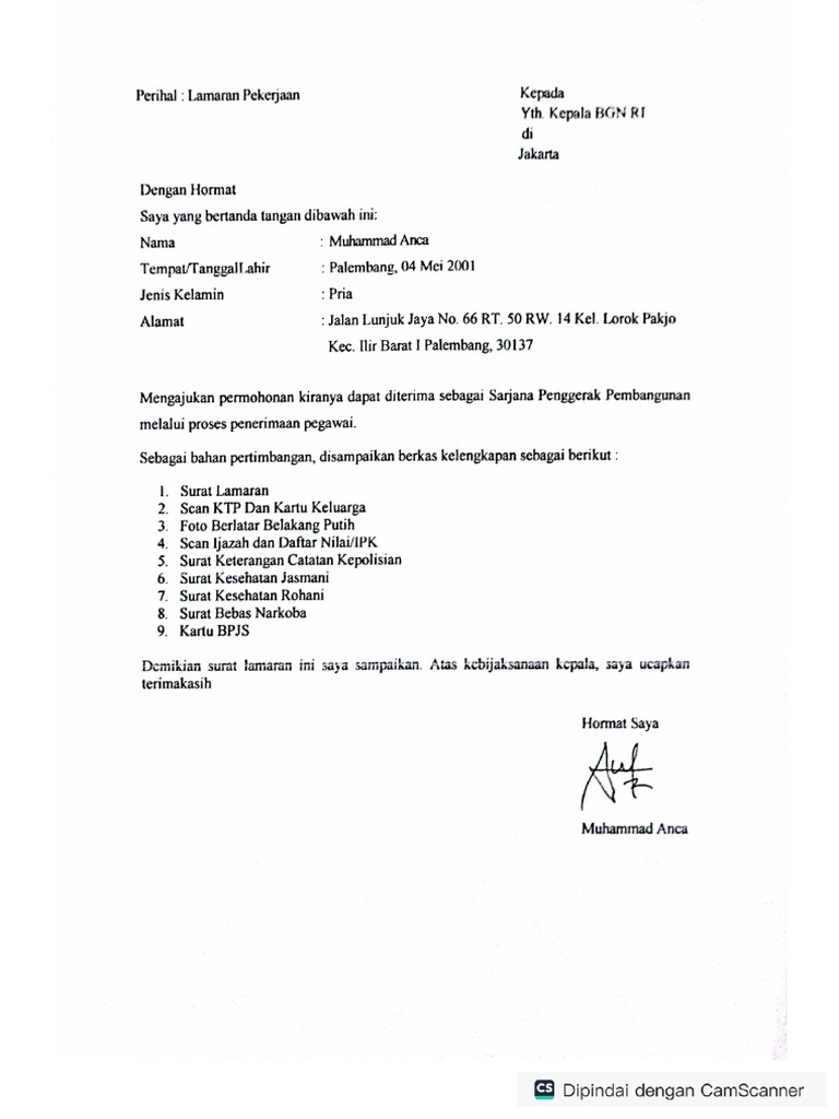 Surat Lamaran SPPI | PDF