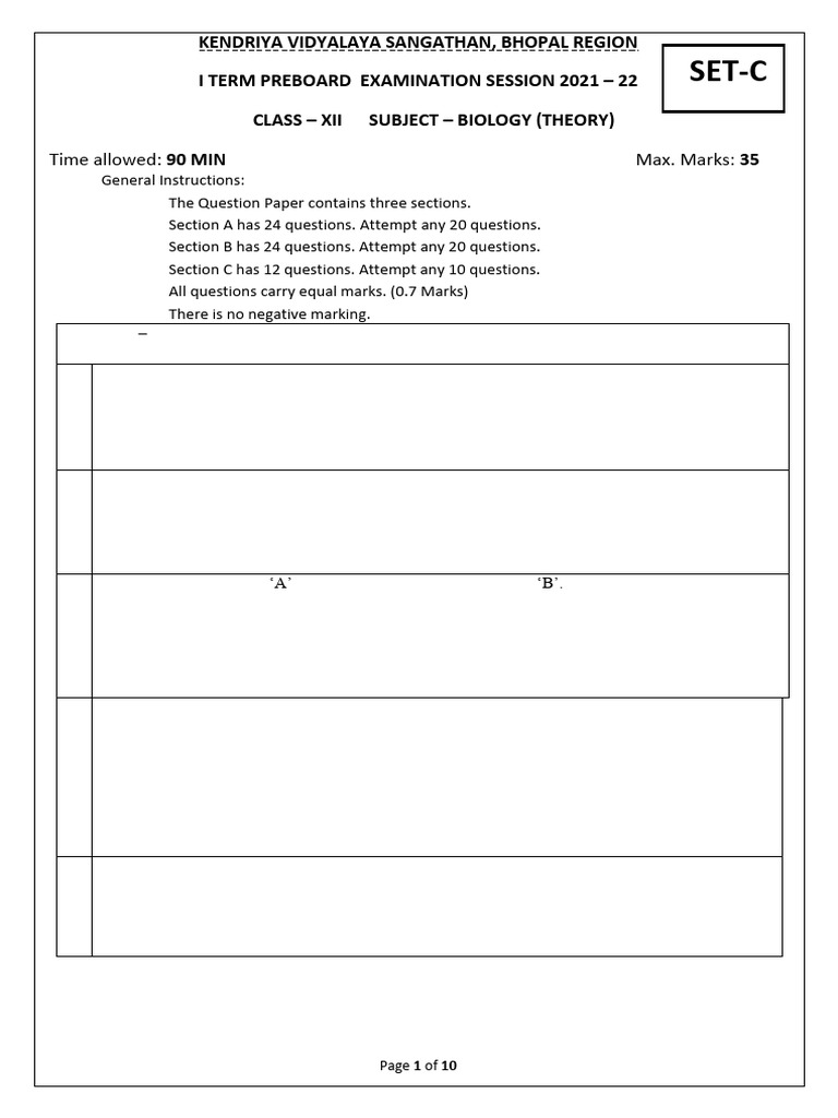 Biology QP SET3 Term1 Preboard | PDF | Dominance (Genetics) | Menstrual Cycle