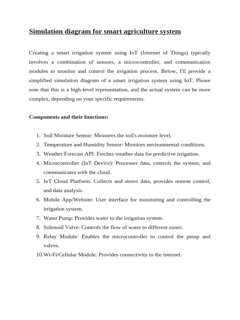 Simulation Diagram For Smart Agriculture System | PDF