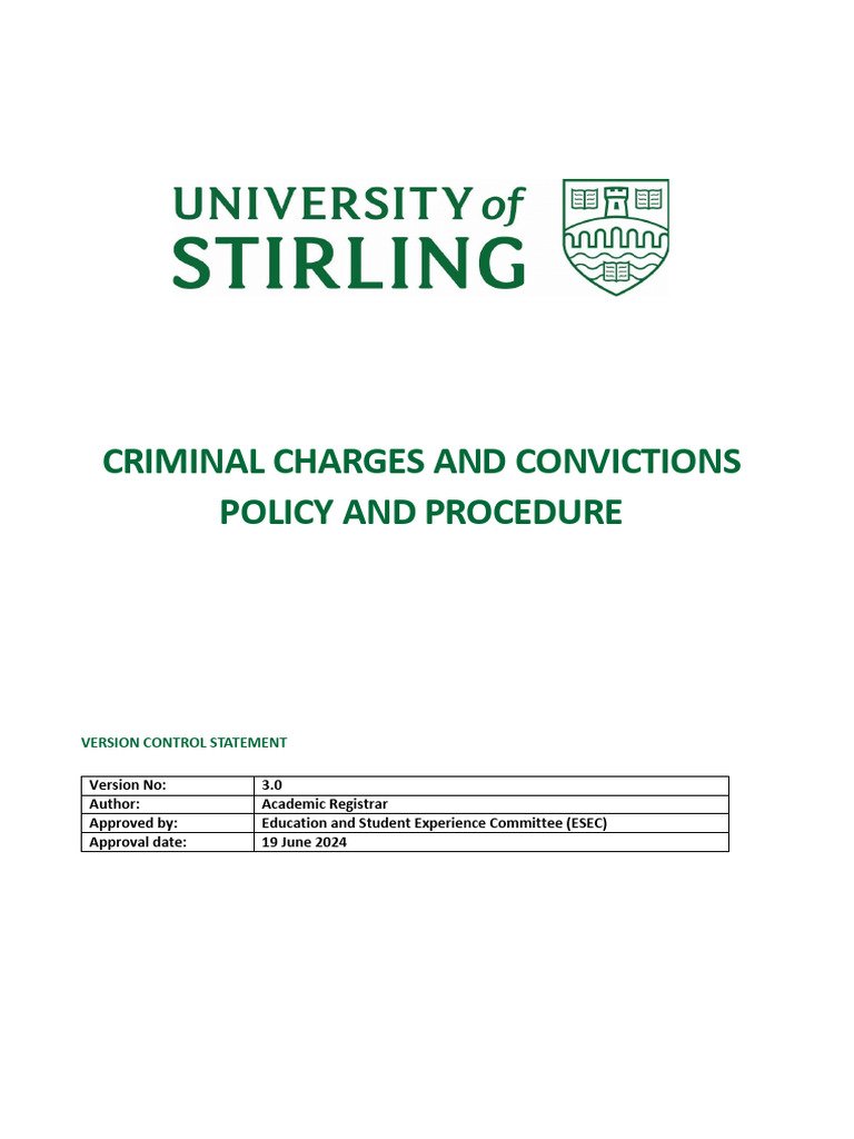 Criminal Charges Policy for Students | PDF | Crimes | Crime & Violence