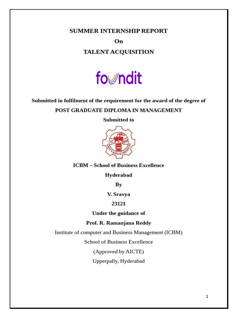 SIP report | PDF | Recruitment | Human Resource Management