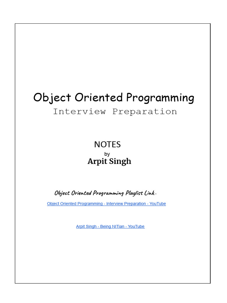 OOPs Notes For Interview | PDF