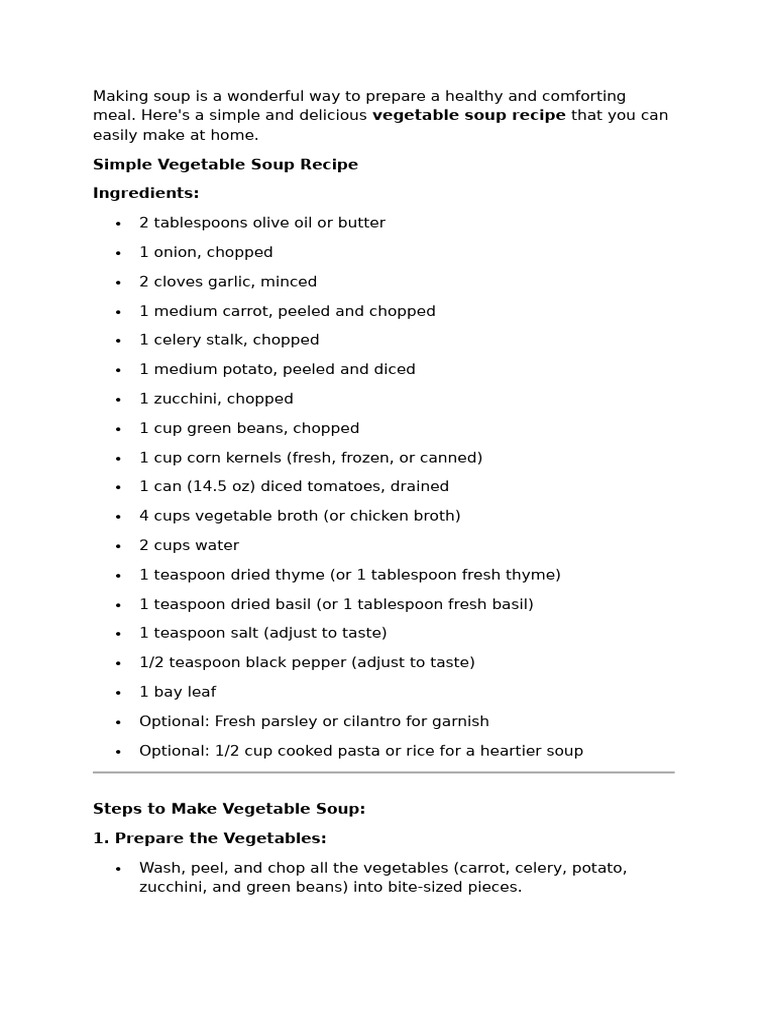 Easy Vegetable Soup Recipe | PDF | Parsley | Zucchini