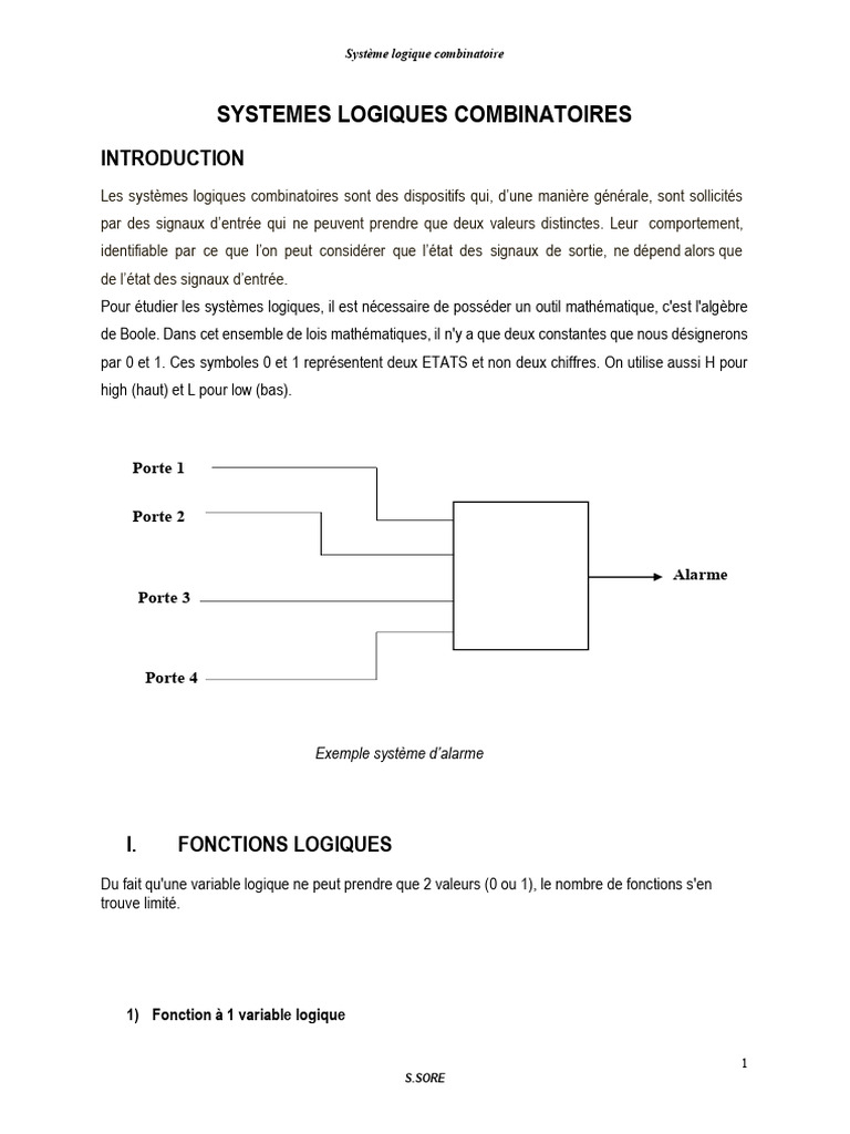 Systèmes Logiques Combinatoires | PDF | Logique mathématique | Fonction ...