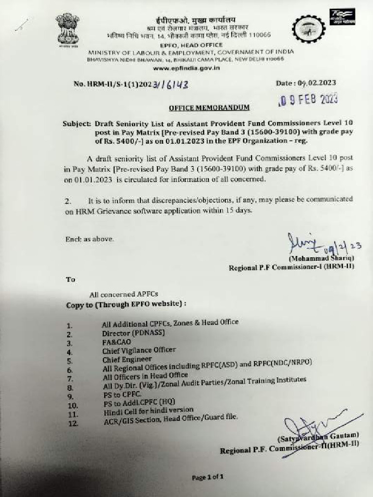 Draft Seniority List of APFCs 2023 | PDF | Vocational Education ...