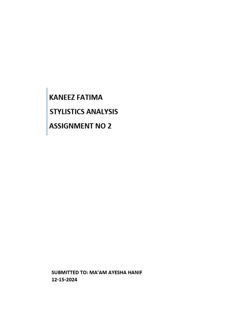 KANEEZ FATIMA-stylistic Assignment No 2 (1) | PDF | Poetry | Linguistics