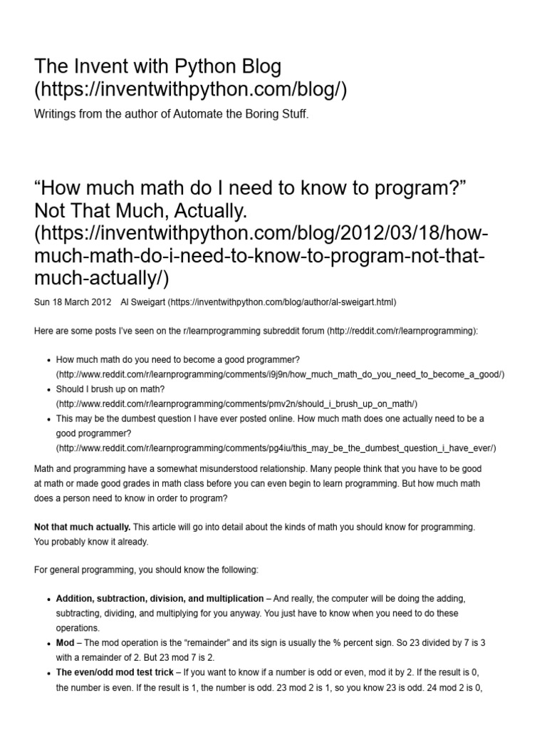"How Much Math Do I Need To Know To Program - " Not That Much, Actually ...