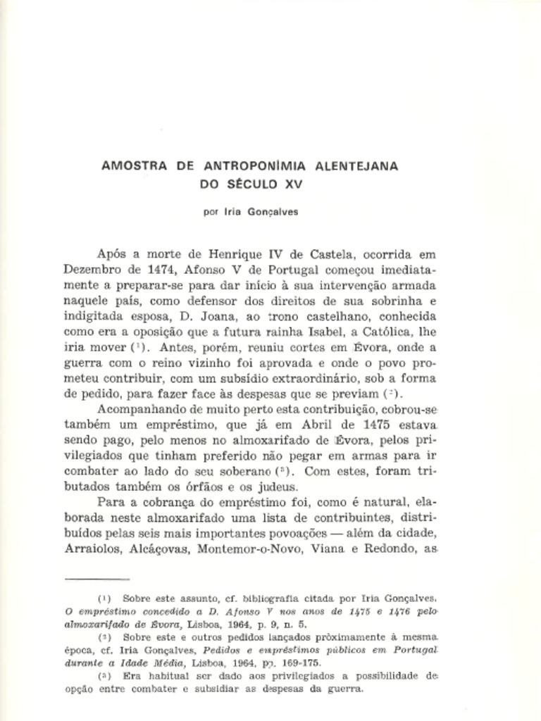 Amostra de Antroponímia Alentejana Do Século XV (Iria Gonçalves) | PDF