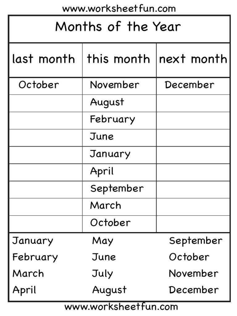 Months of The Year Worksheet Fun 1 | PDF