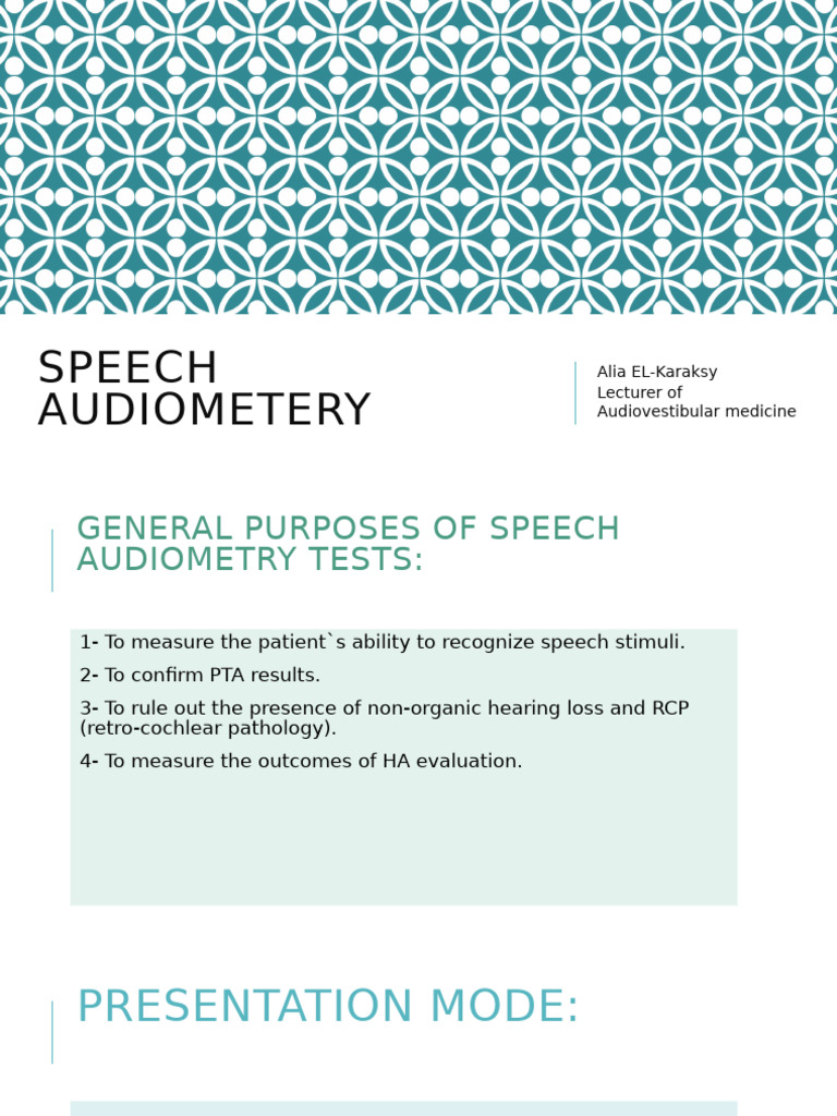 Speech Audiometry Testing Overview | PDF | Speech | Neuroscience