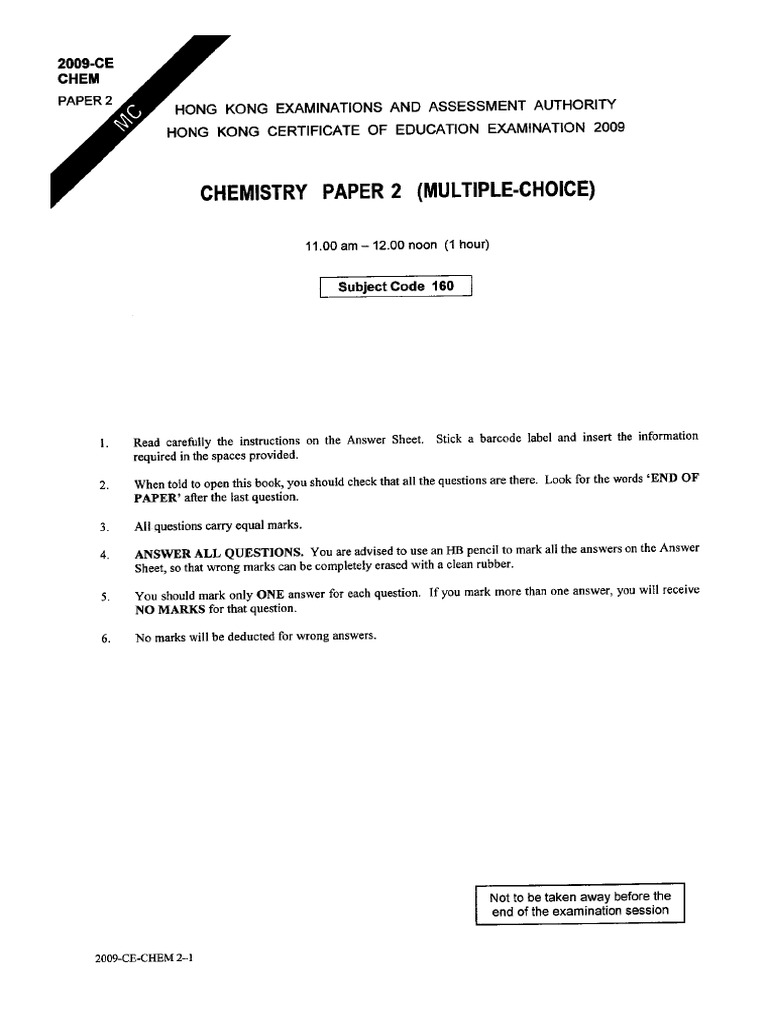 2009 Chemistry Paper 2 | PDF